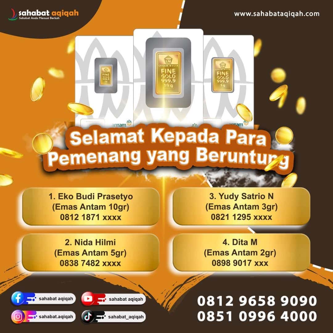 Pemenang Undian Aqiqah Dapat Emas Antam Januari 2022 - Sahabat Aqiqah